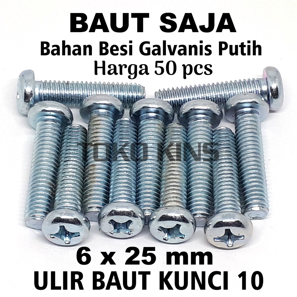 Jual JP M6 x 25 per 50 pcs Baut kepala obeng plus 6mm 6 x 25 mm | Shopee Indonesia