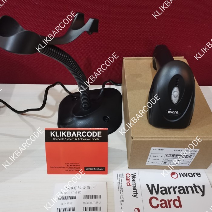 Jual Iware BS E8AS / BS-EA8S / BSEA8S 1D USB Barcode Scanner Plus Stand ...