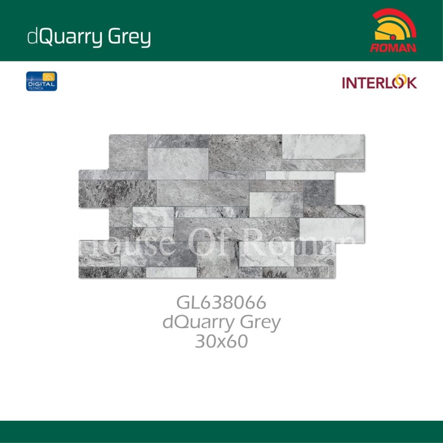 Jual ROMAN KERAMIK INTERLOK DQUARRY GREY 30X60 GL638066 (HOUSE OF ROMAN ...