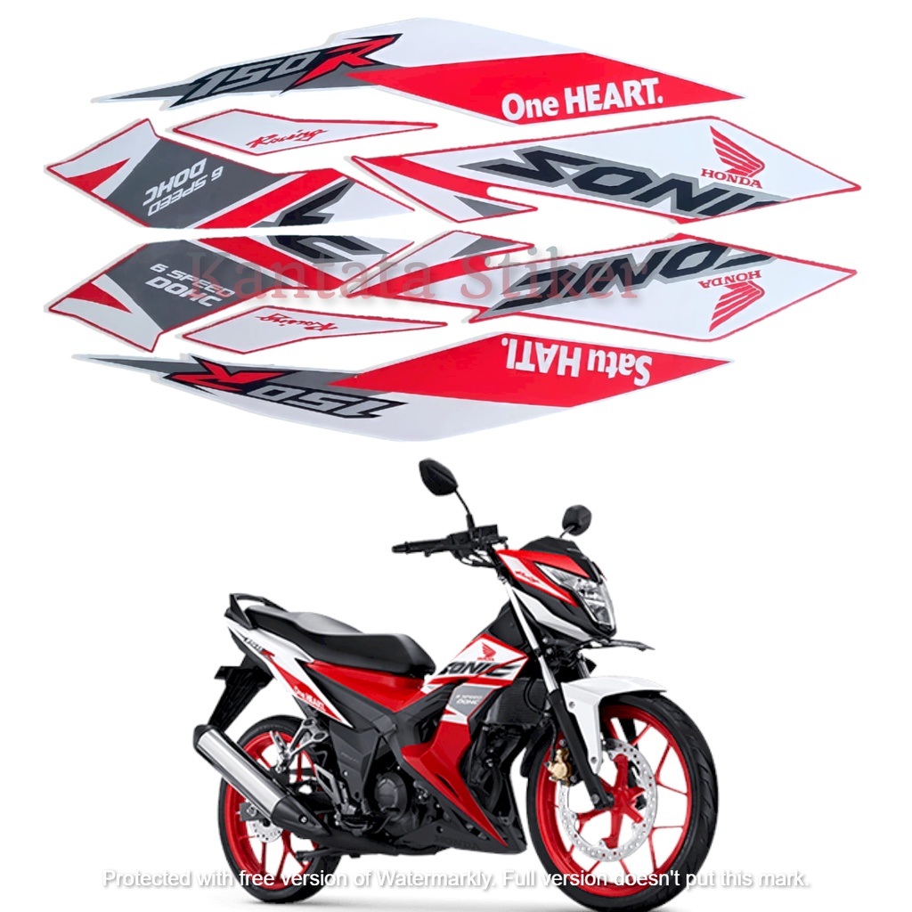 Jual STIKER STRIPING LIS LES BODY MOTOR SONIC 150R 2018 SE PUTIH MERAH ...