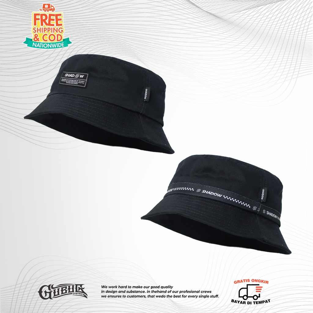 Jual BUCKET HAT LABEL BLACK - TOPI DISTRO | Shopee Indonesia