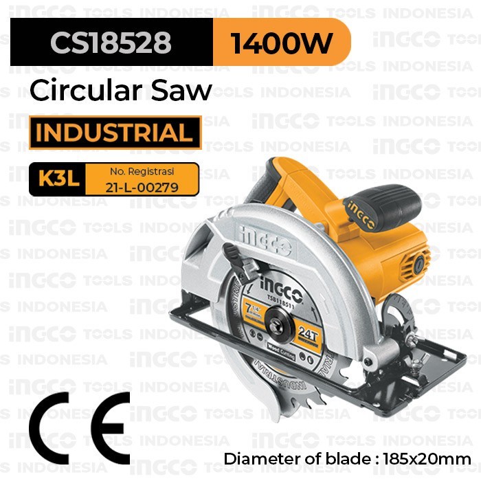 Jual Mesin Circular Saw 7 1/4" INGCO CS18528 Listrik / Gergaji Potong ...