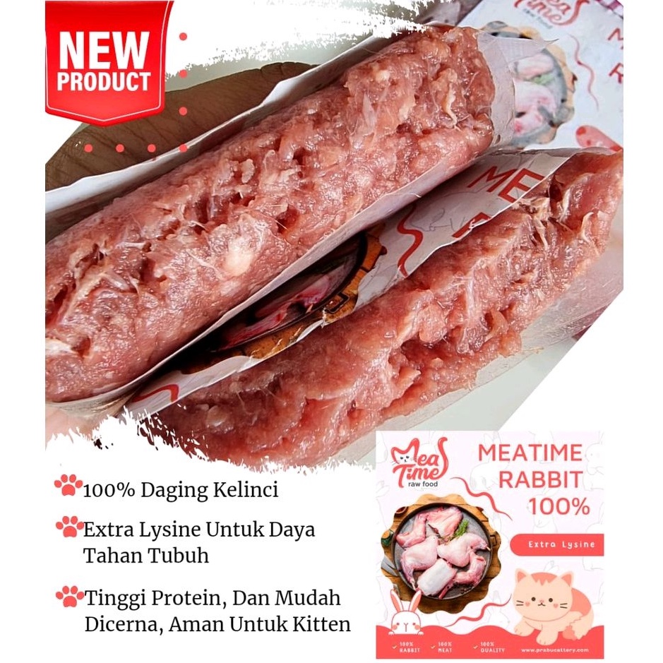 Jual MEATIME RABBIT 100%, RAW FOOD DAGING KELINCI MURNI, MAKANAN KUCING ...