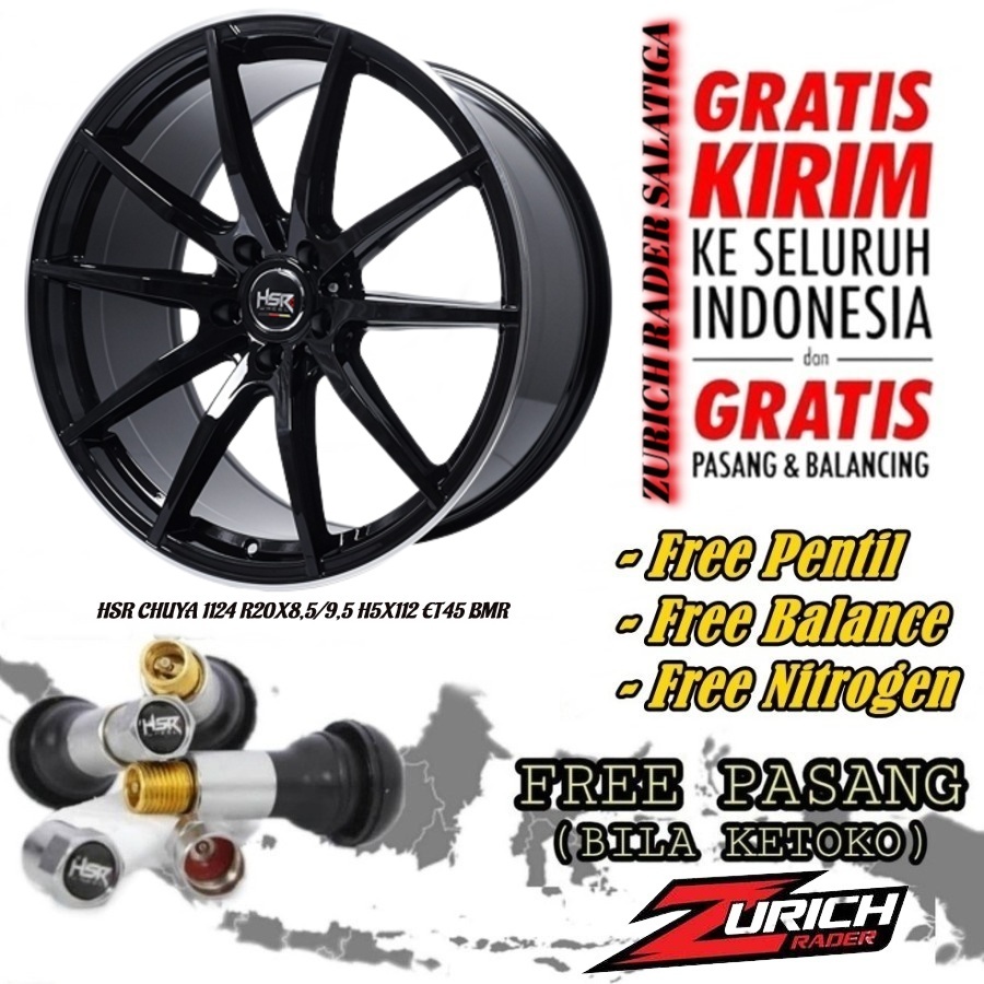 Jual Velg Mobil Mercy Ring 20 | Pelek Racing HSR CHUYA R20 Lebar 8,5/9,5 Pcd 5X112 Black ...