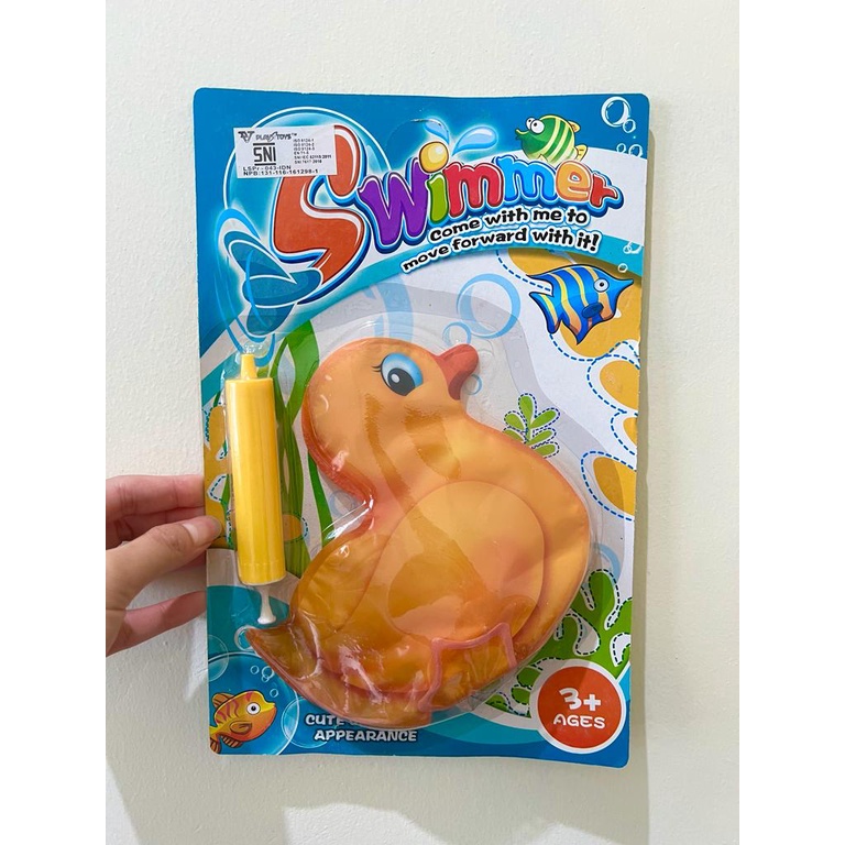 Jual ENISOO STORE - mainan bebek kuning dengan pompa 15 cm / swimmer ...