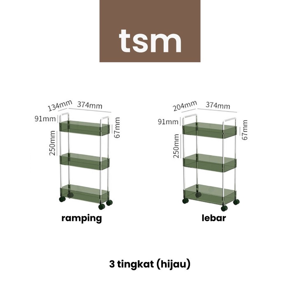 Jual TSM Rak Troli Susun Roda Bertingkat Akrilik Transparan dengan Roda ...