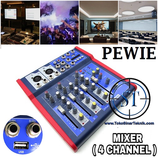 Jual Audio Mixer 4 Channel DJ Sound Mixing Console Amplifier Studio ...
