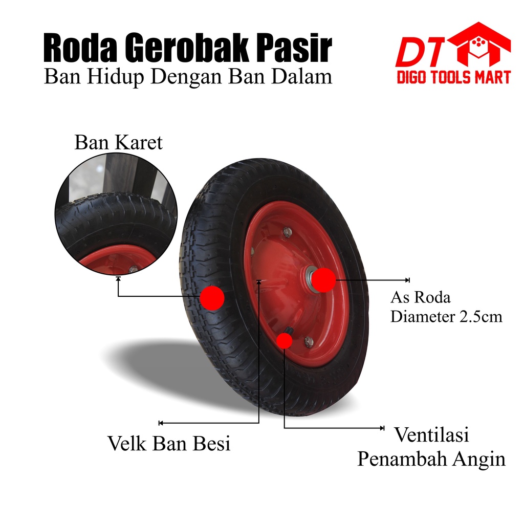 Jual Roda gerobak dorong ban hidup roda gerobak pasir ban dalam ...