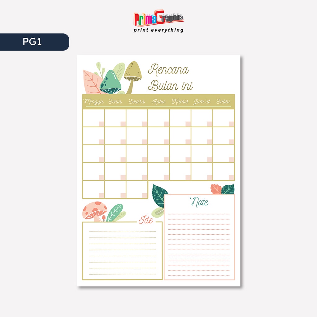 Jual Cetak Monthly Planner Schedule Jadwal Bulanan | Shopee Indonesia