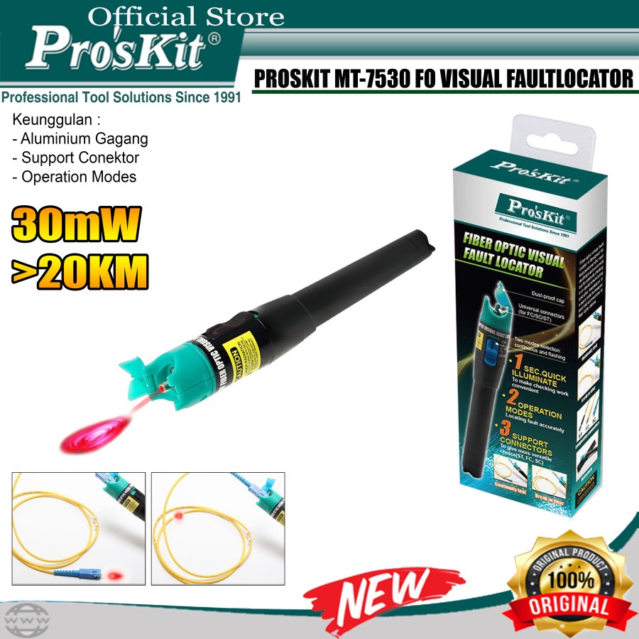 Jual Proskit MT-7530 Fiber Optik Visualt Fault 30mW Laser Senter 20KM ORI | Shopee Indonesia