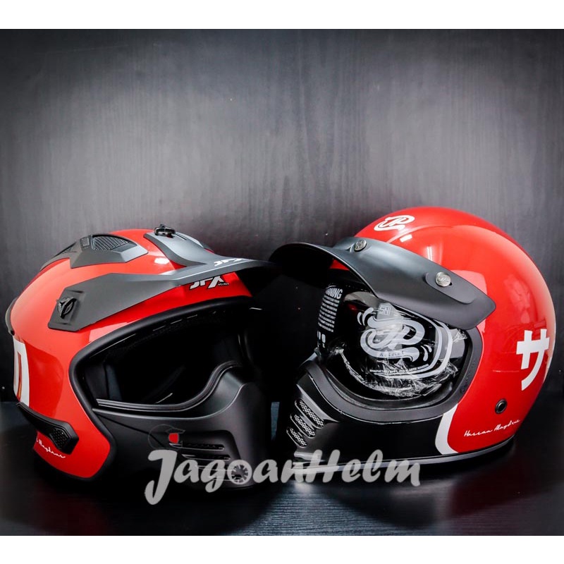 Jual JPX HELM BOGO VERSI COUPLE BABA RED | SIGNATURE- MX 726| RETRO ...
