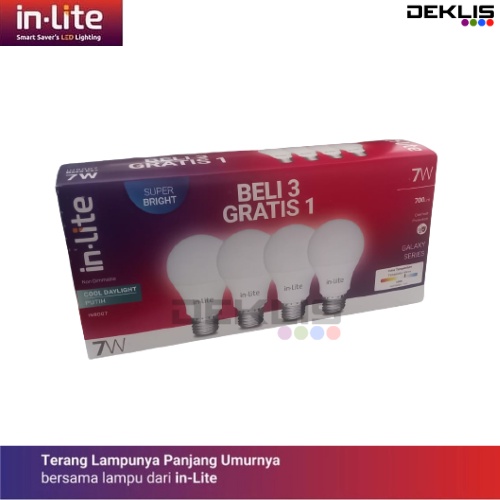 Jual Lampu Led Bohlam Inlite 7W/7watt Bulb Paket 3 Gratis 1 INLITE ...