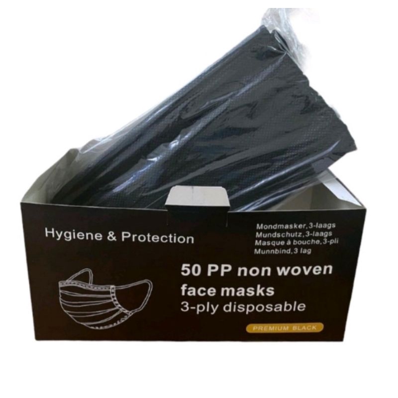 Jual masker hitam 3 ply isi 50 pcs | Shopee Indonesia