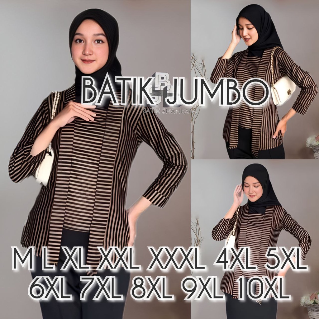 Jual Atasan Batik Wanita Model Kutu Baru Motif Lurik Big Size Jumbo M L XL XXL 3XL 4XL 5XL 6XL ...