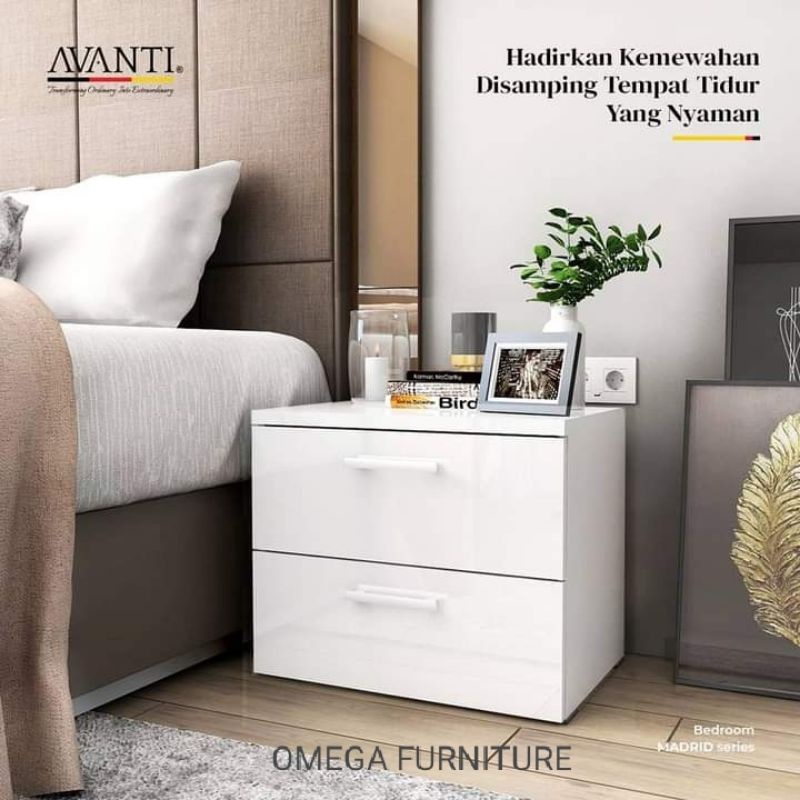 Jual AVANTI Bedside Table Meja Nakas Minimalis Warna Putih Glossy [MADRID NK 60] | Shopee Indonesia
