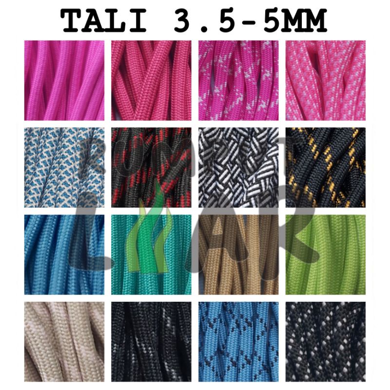 Jual Tali Paracord 4mm Strap Bag 5mm Prusik 3,5mm Charm Bag 4,5mm ...