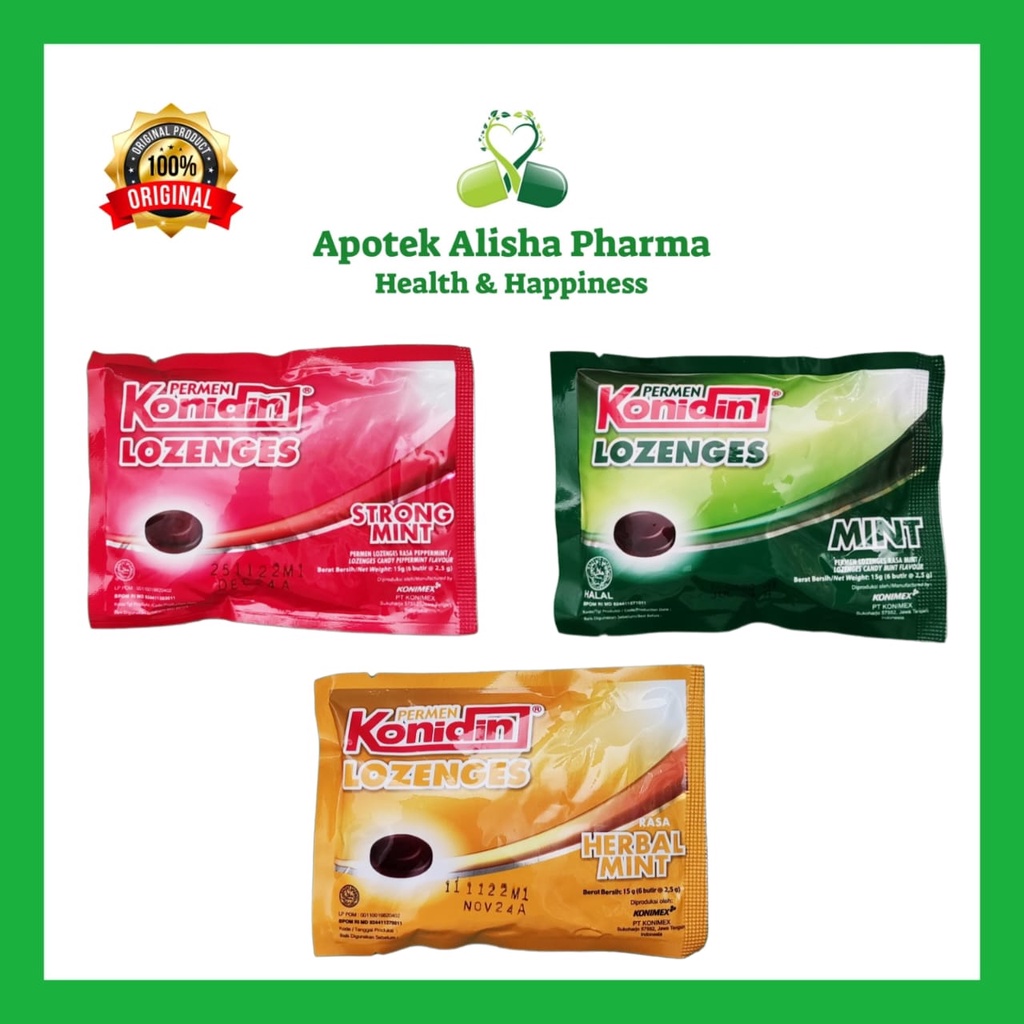 Jual Permen Konidin Lozenges Mint (Hijau) Herbal Mint (Kuning) Strong ...
