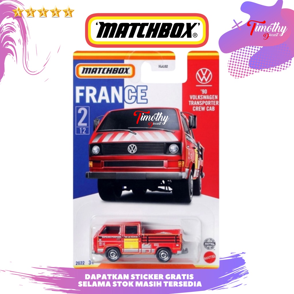 Jual Matchbox France 90 Volkswagen VW Transporter Crew Cab Merah ...