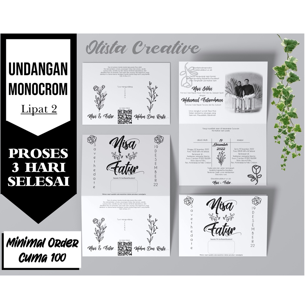Jual Undangan Simple / Monochrome, Free Denah dan Foto | Shopee Indonesia