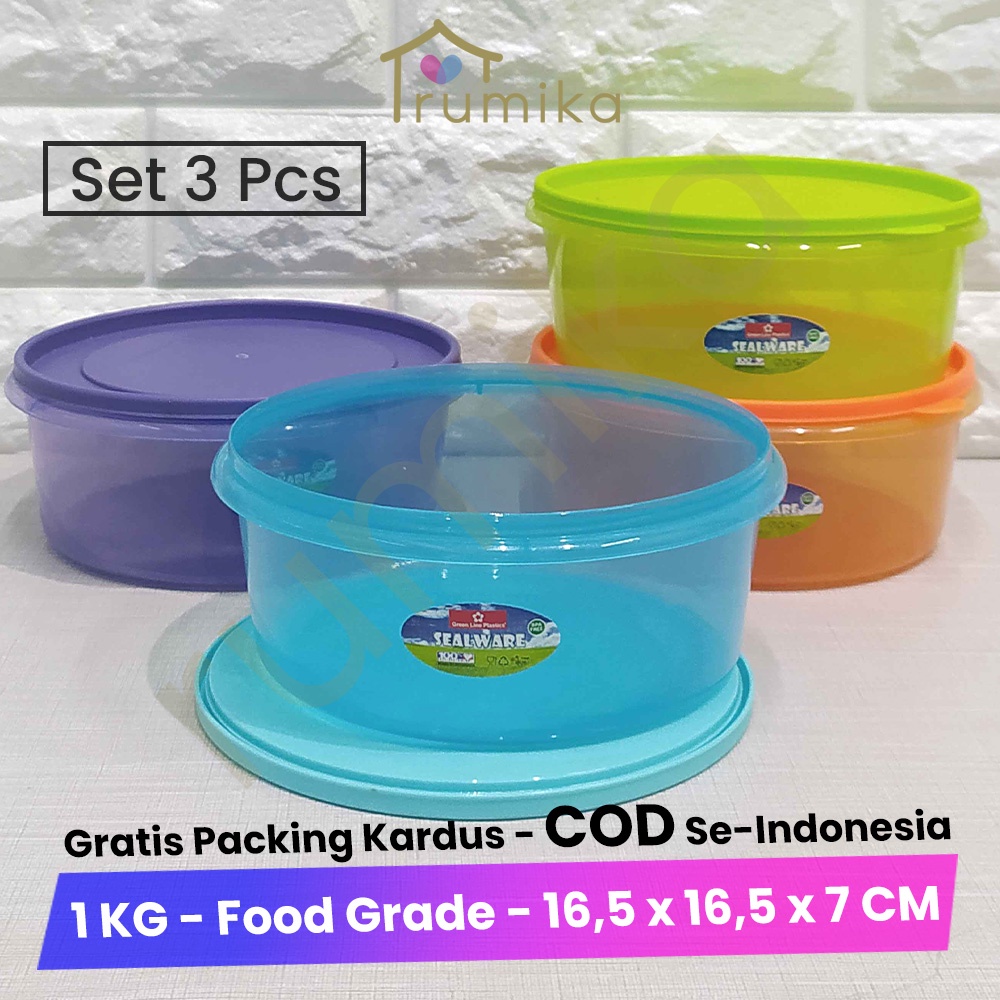 Jual Set 3 Pcs Sealware Bulat Honey / Tempat Makan Bulat Serbaguna 1Kg ...