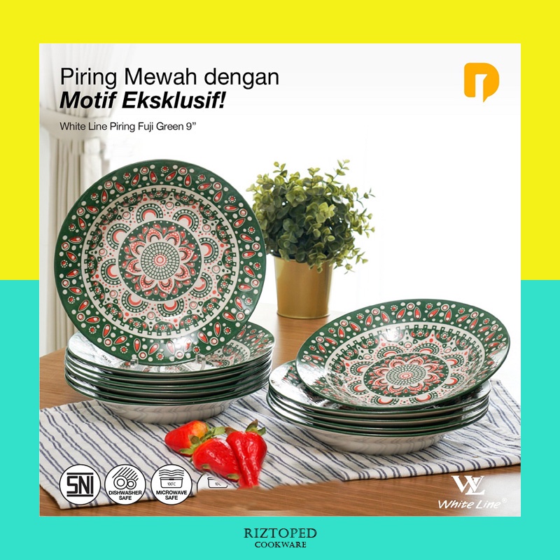 Jual Piring Keramik Mewah Ekslusif White Line Okinawa Merah 9 Inch ...