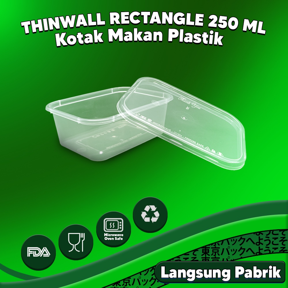 Jual kotak plastik persegi panjang 250ml / thinwall plastik 250ml ...