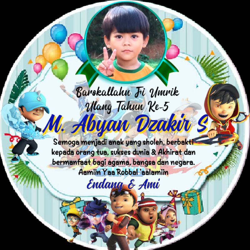 Jual Stiker Label Acara Syukuran Ulang Tahun Tema Karakter Boboi Boy ...