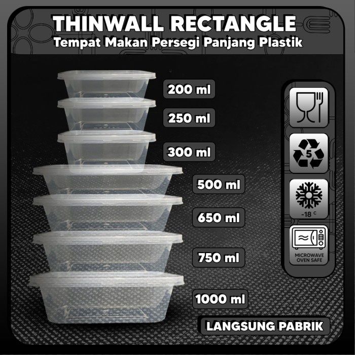 Jual Thinwall Rectangle Tutup Persegi Panjang Kotak Makan Plastik
