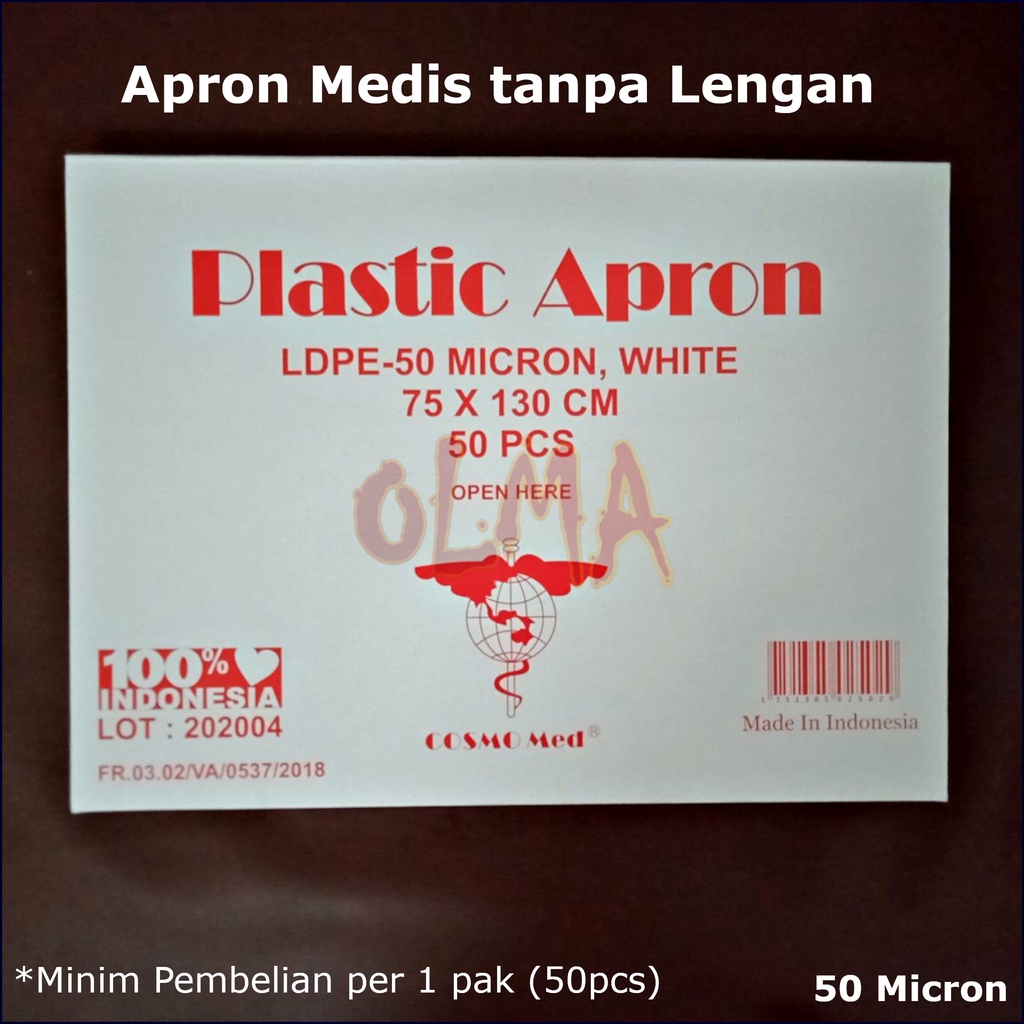 Jual Apron Medis Celemek Plastik Cosmo Med 50 Micron isi 50 pcs Apron ...