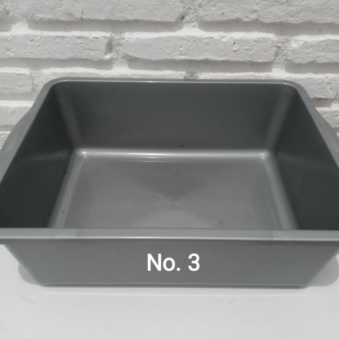 Jual Baskom Kotak Segi / Litter Box / Kotak Pasir Plastik Abu-Abu No 3 ...