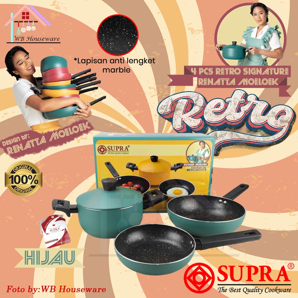 Jual SUPRA 4pcs panci set teflon anti lengket alumunium / kuali wajan ...