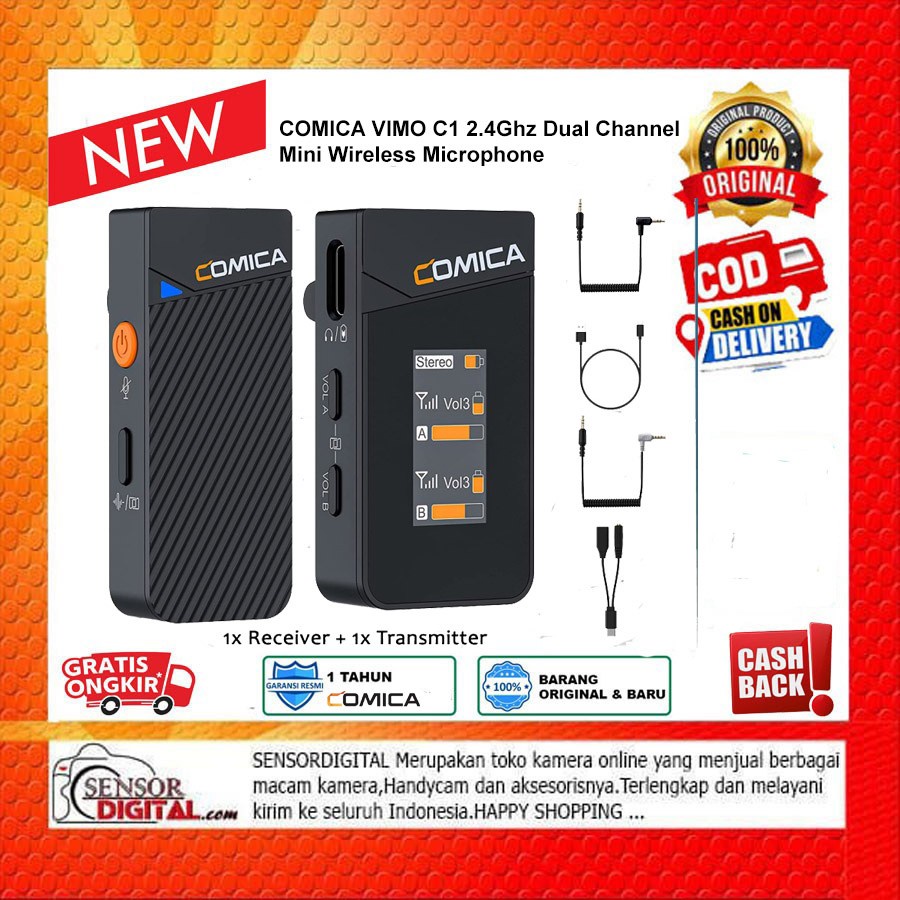 Jual COMICA VIMO C1 2.4Ghz Dual Channel Mini Wireless Microphone HP ...