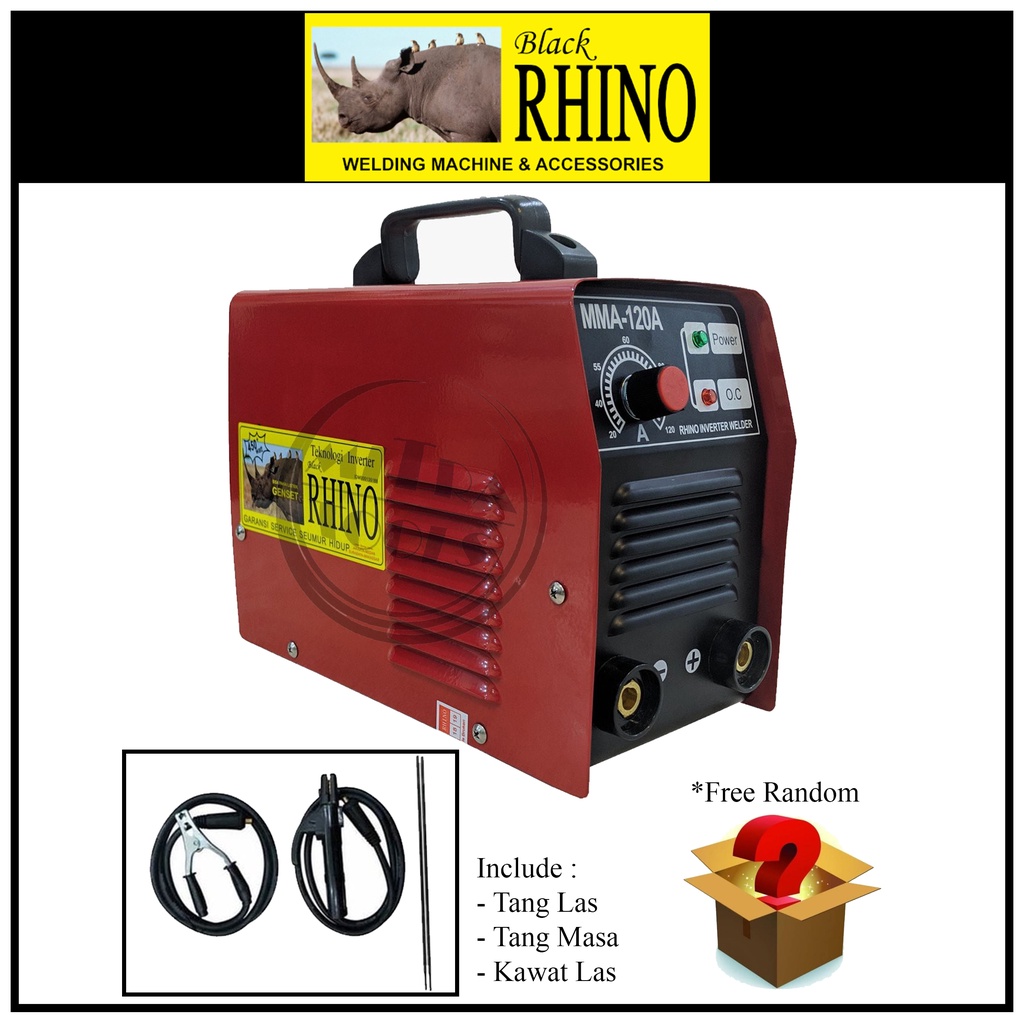 Jual RHINO Mesin Las / Travo Las Listrik Inverter MMA 120A 900Watt Merah Original | Shopee Indonesia