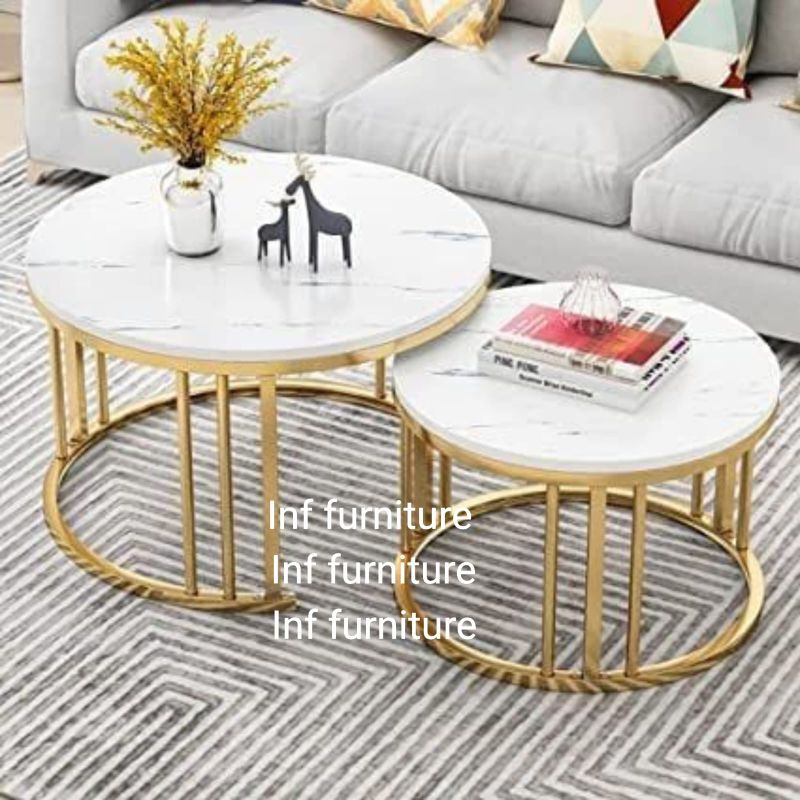 Jual meja tamu marmer meja tingkat meja 2 in 1 meja nesting marmer asli ...