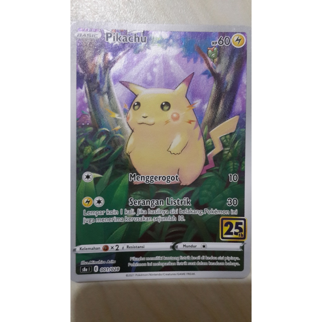 Jual POKEMON TCG INDONESIA PIKACHU 25TH ANNIVERSARY S8A 001/028 | Shopee Indonesia