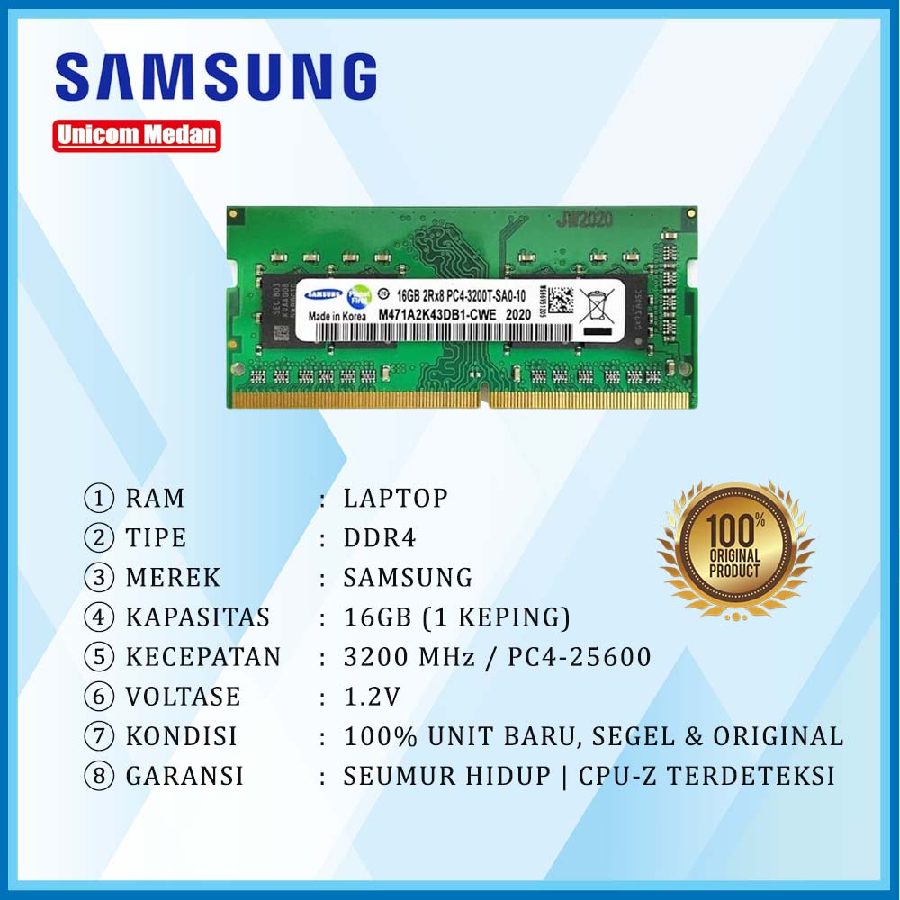 Jual RAM LAPTOP SAMSUNG DDR4 16GB 3200 MHz | Shopee Indonesia