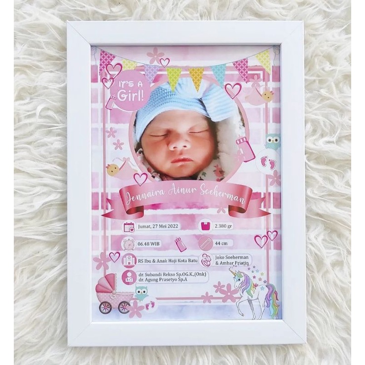 Jual frame biodata bayi kado custom foto bayi baby born | Shopee Indonesia