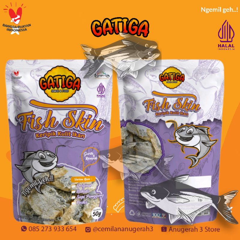 Jual Gatiga Snack Keripik Kulit Ikan Patin - Fish Skin Chips - Kerupuk ...