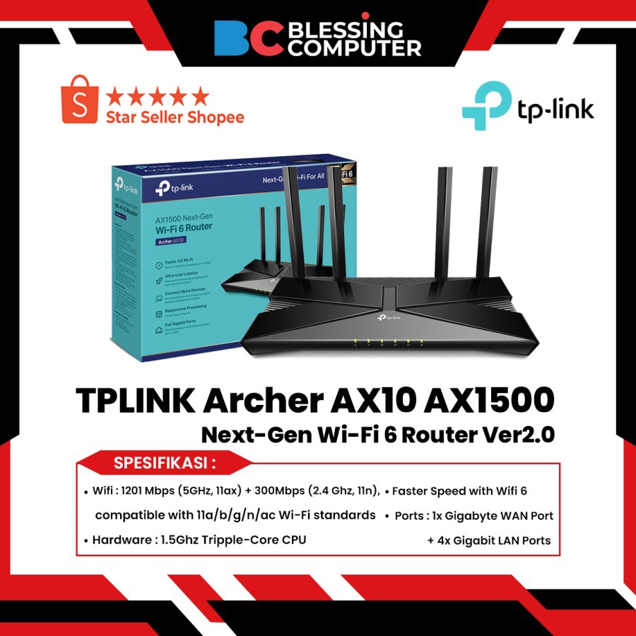 Jual TPLINK Archer AX10 AX1500 Next-Gen Wi-Fi 6 Router Ver2.0 | Shopee ...