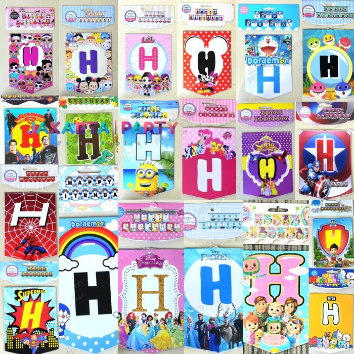 Jual Banner HBD Karakter / Banner Happy Birthday Karakter / Banner ...