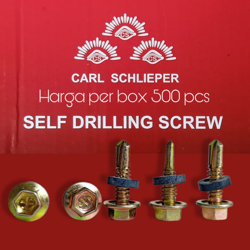 Jual Harga Per Box 500 pcs Baut Drilling Baut Roofing Cap Mata #12 x 20 ...