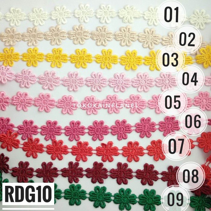 Jual Renda Rdg10 Renda Gipper Bunga Diameter 2Cm Model 3 Per Meter ...