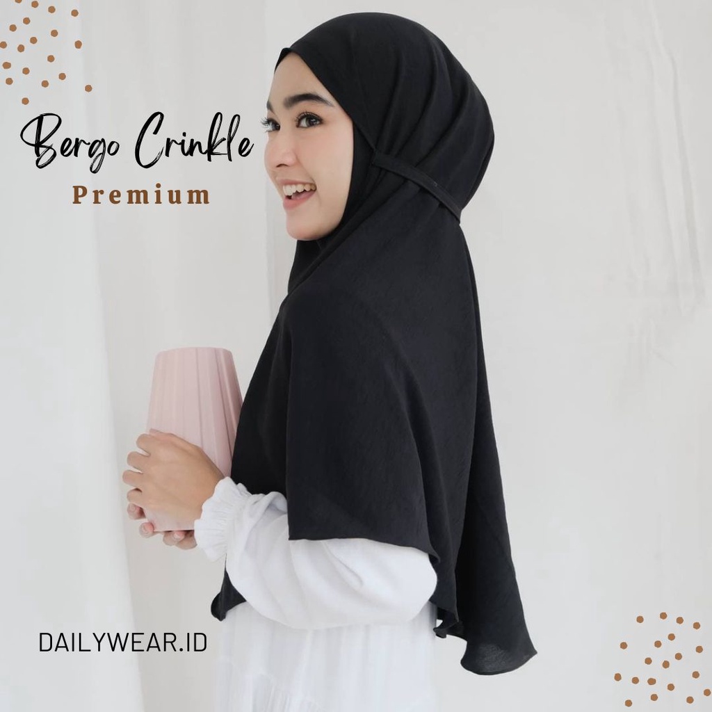 Jual Bergo Crinkle Airflow Premium - Hijab Kerudung Instant Tali Non Pad | Shopee Indonesia