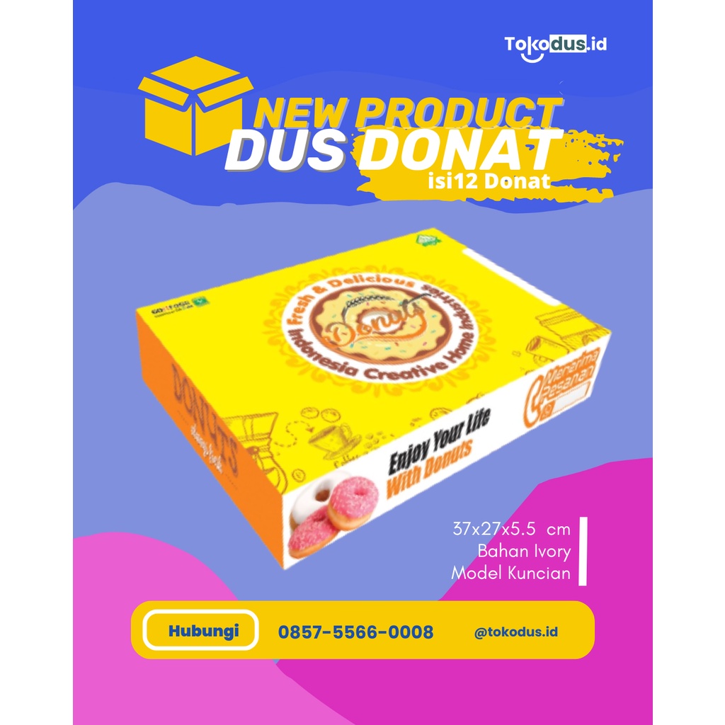 Jual Dus Donat isi 12 | Box Donat Besar | Kemasan Donat murah | Kotak ...