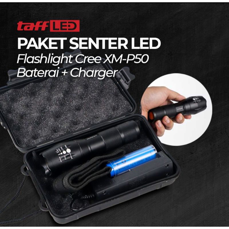 Jual Senter LED Flashlight CREE XM P50 / senter camping police | Shopee ...