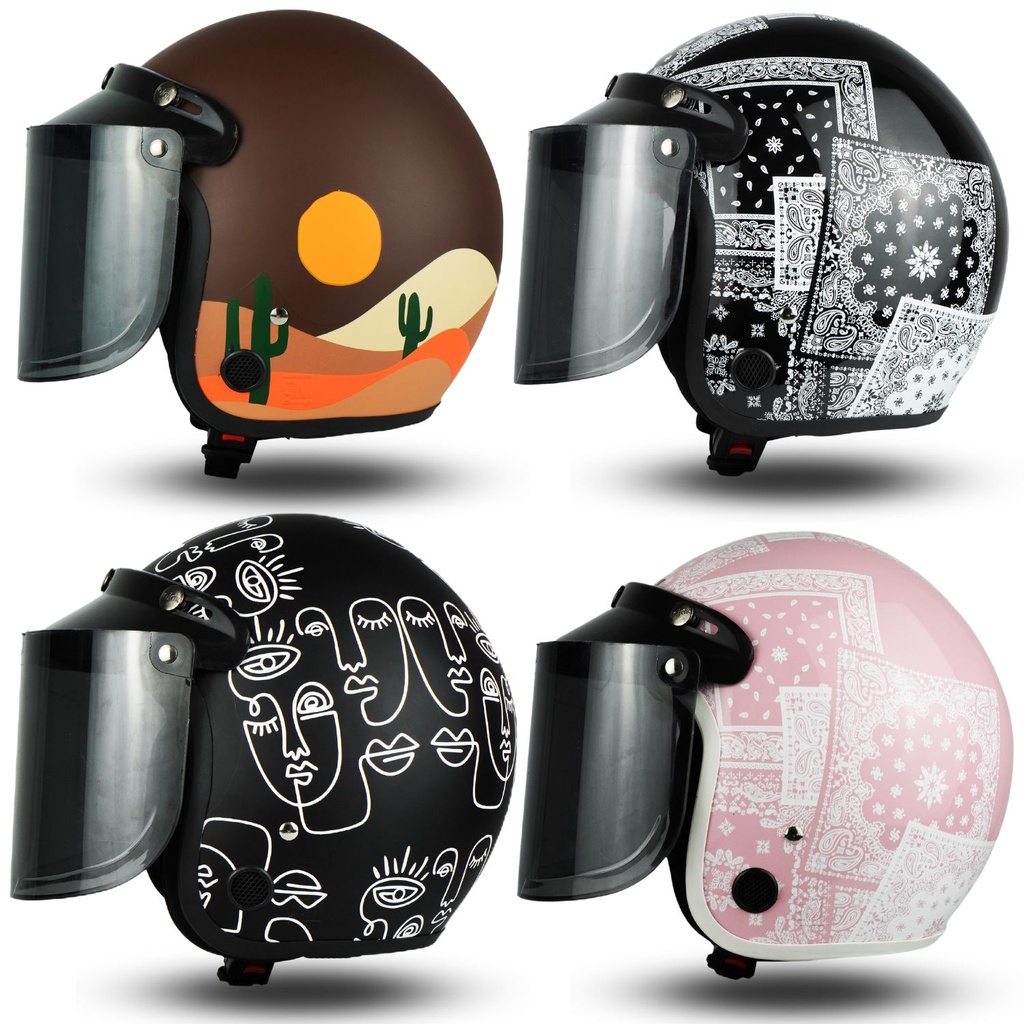 Jual Helm Bogo Wanita Kekinian Helem Retro Pria Terbaru Bip Plast ...