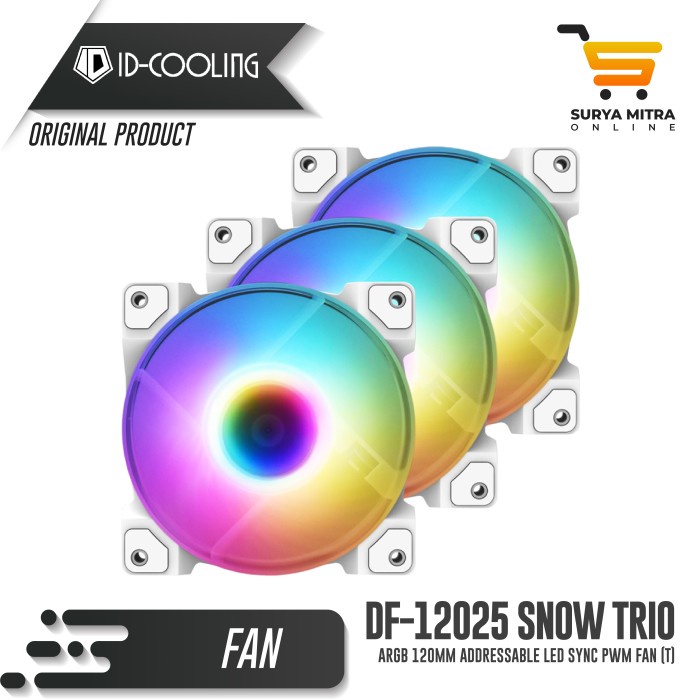 Jual Fan Casing ID-COOLING DF-12025 ARGB SNOW TRIO 120mm Addressable LED | Shopee Indonesia