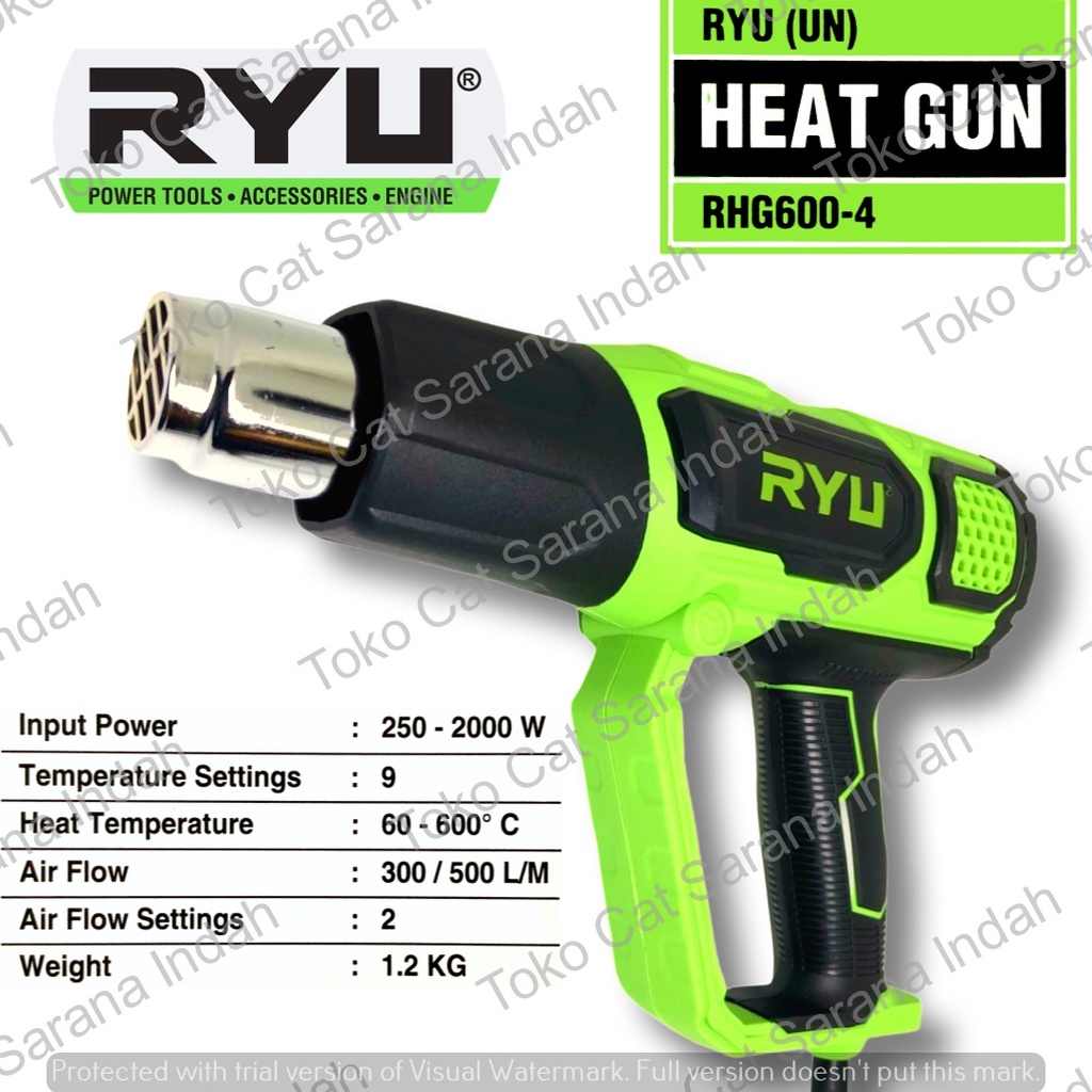 Jual HEAT GUN RYU RHG 600 - 4 RHG600-4 HOT GUN MESIN PEMANAS PACKING ...