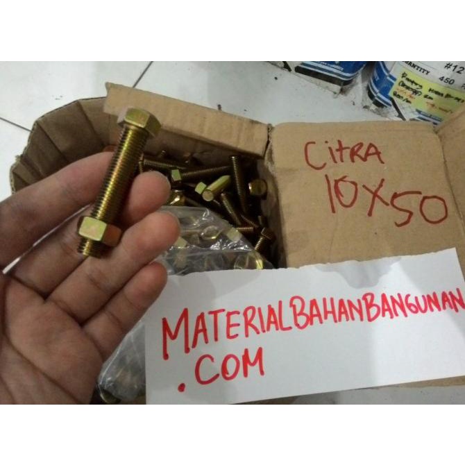 Jual mur dan baut besi kuning kunci 14 panjang 5cm diameter 0,8cm ...