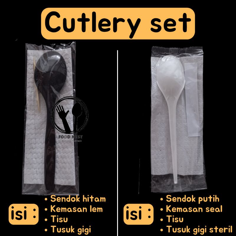 Jual [ISI 50 SET] CUTLERY SET SENDOK SET TISU TISSUE TUSUK GIGI ISI ...